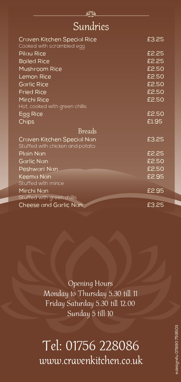 Menu – Craven Kitchen